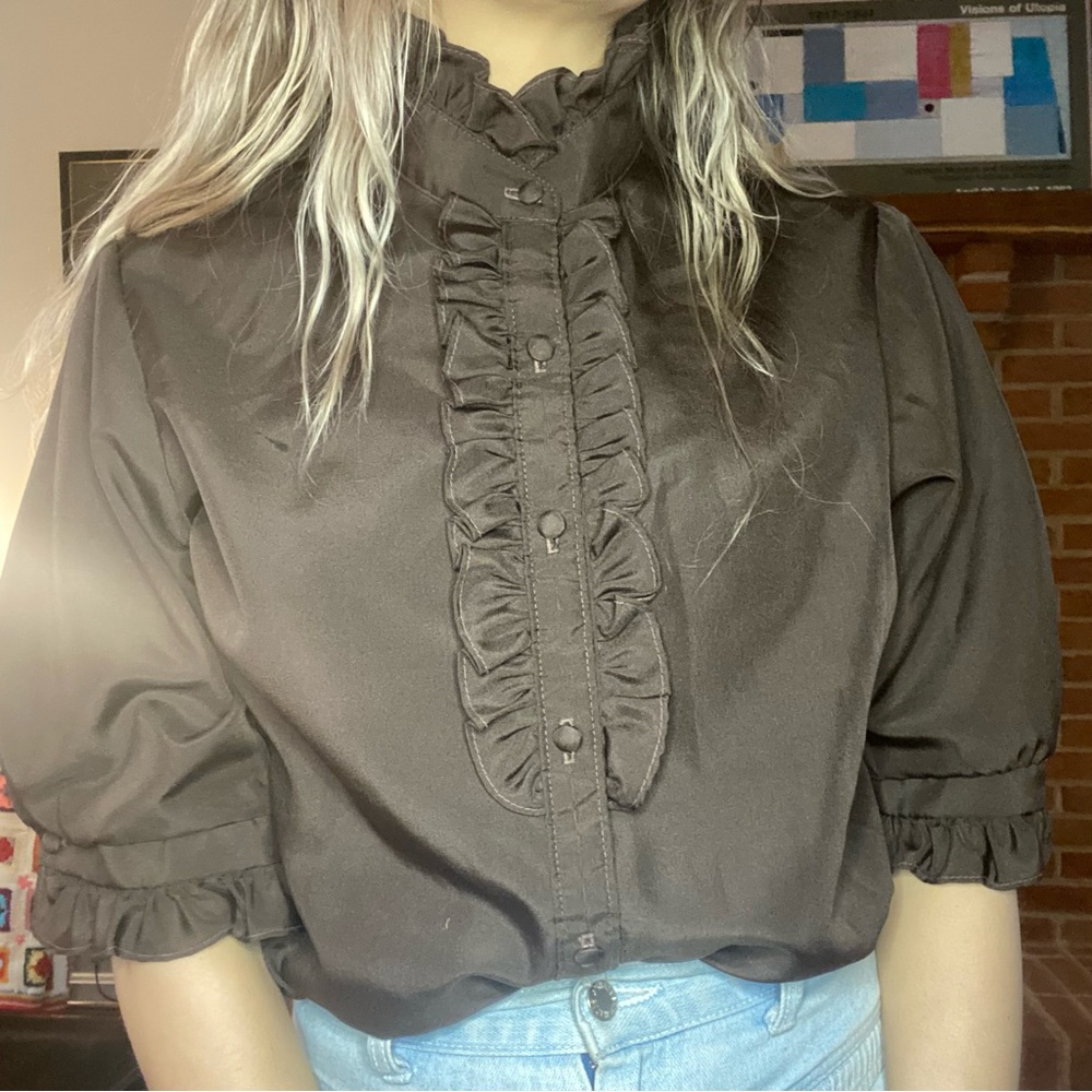 Vintage 1970s Ruffle Frill Victorian Collar Neck Shor… - Gem